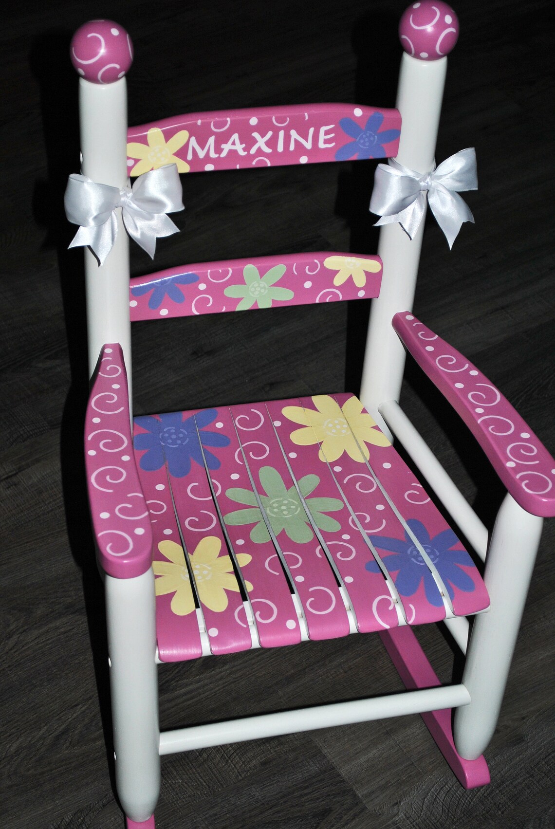 Swirl,handpainted Rocking Chair,rocking Chair,floral Dot and Swirl,kids ...
