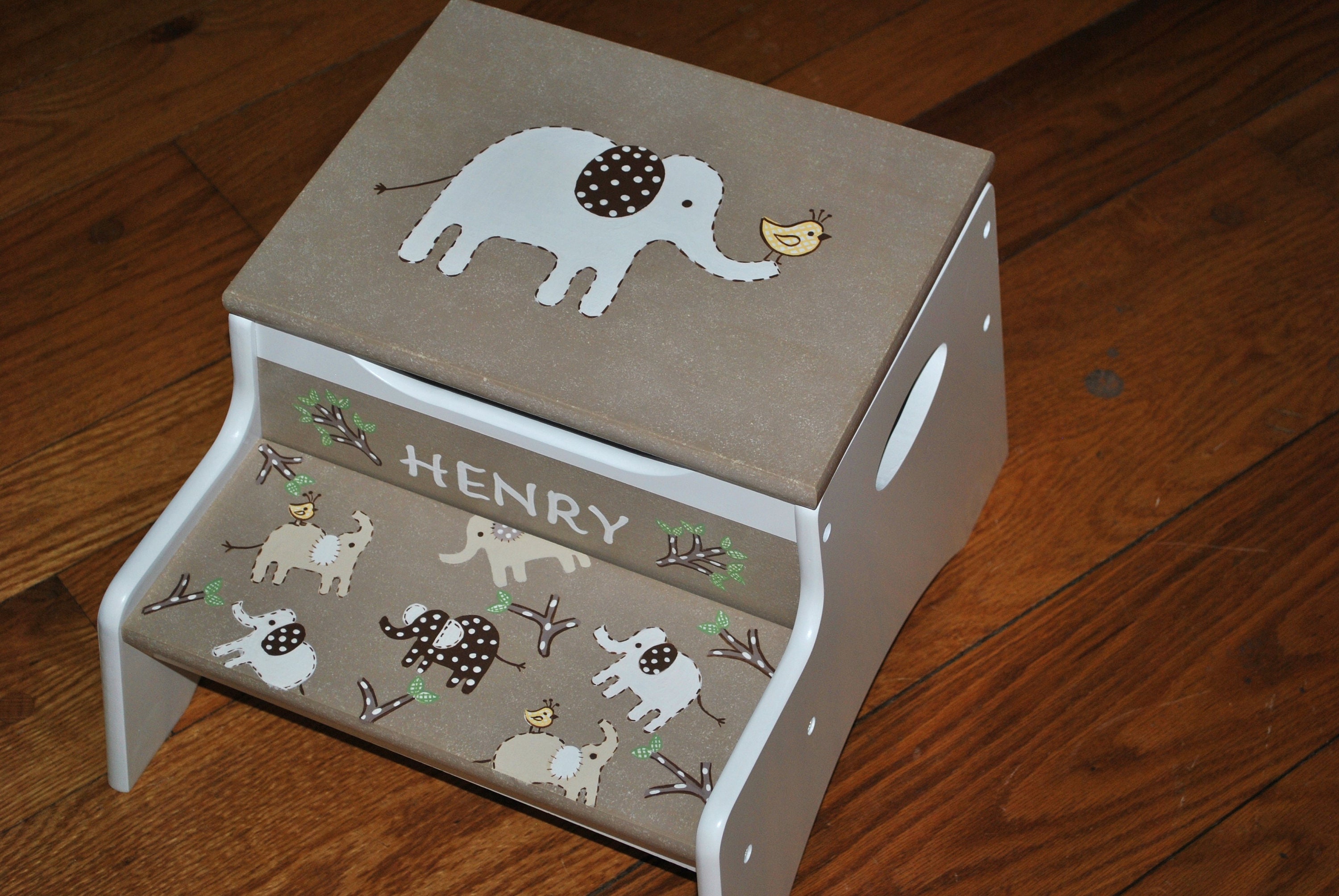 Kids 2 Step Stool PB Organic Elephant Childrens Step Stool | Etsy