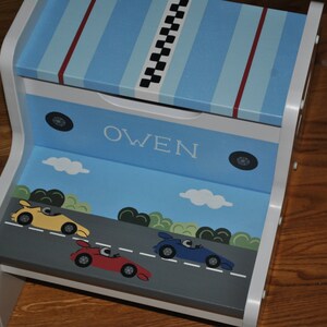 Kids 2 Step Stool,childrens Step Stool,race Cars,hand Painted,boy,girl ...