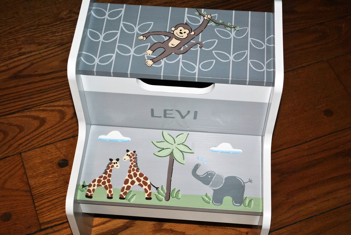 Kids 2 Step Stoolchildrens Step Stooljungle W/vineshand - Etsy