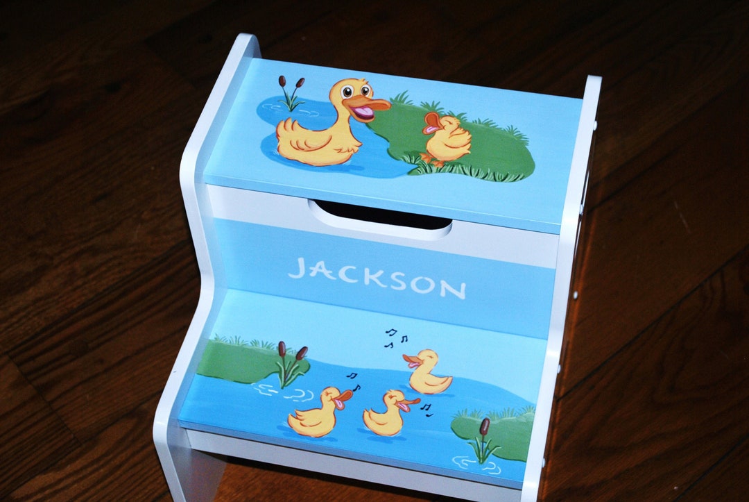 Kids 2 Step Stool,childrens Step Stool,ducks,hand Painted,boy,girl,step ...