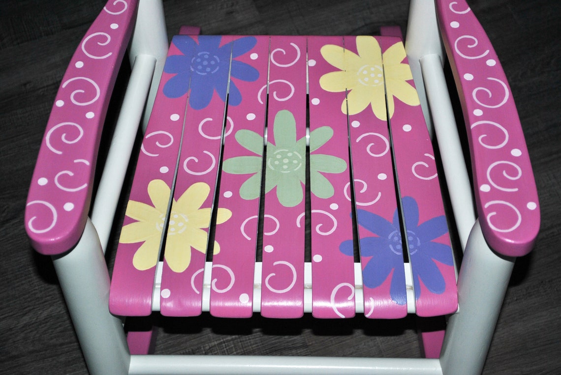 Handpainted Rocking Chairrocking Chairfloral Dot and - Etsy