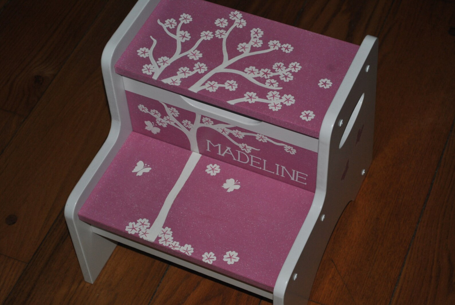 Kids Step Stool - Pink Falling Leaves - Etsy