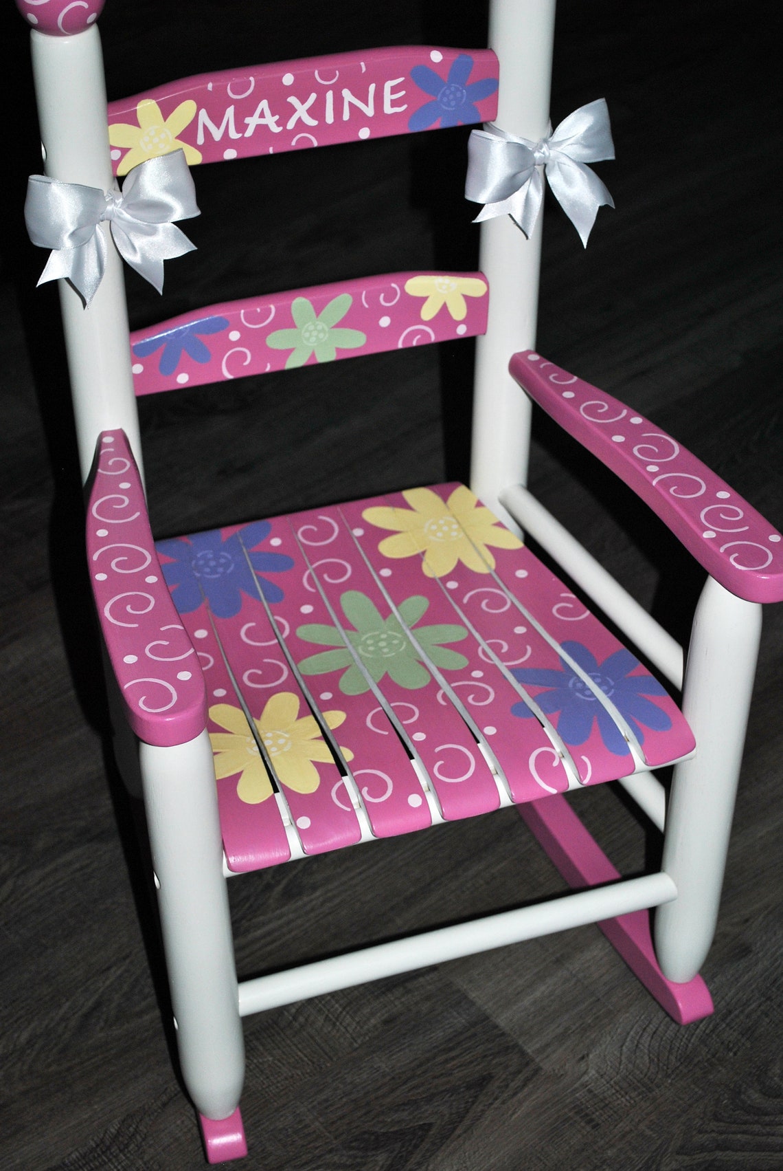 Handpainted Rocking Chairrocking Chairfloral Dot and - Etsy