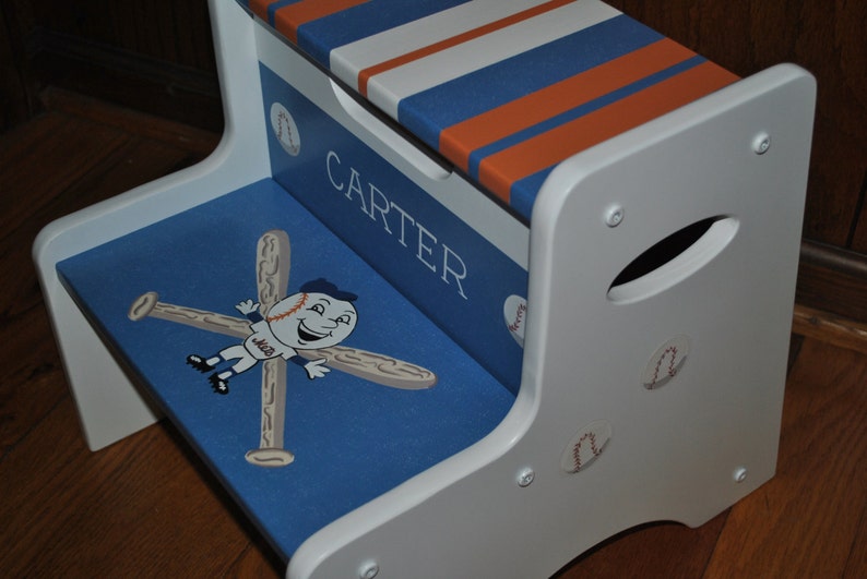 Kids 2 Step Stool, Mr Mets, New York Mets, Baseball, Childrens 2 Step ...