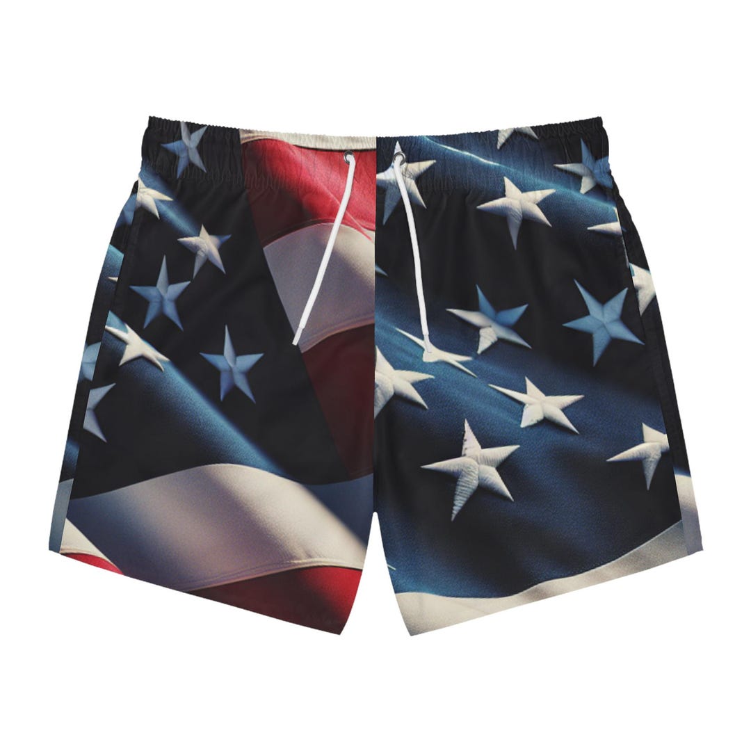 Patriotic Swim Trunks, American Flag Beachwear, Summer Swimwear, 4th of ...