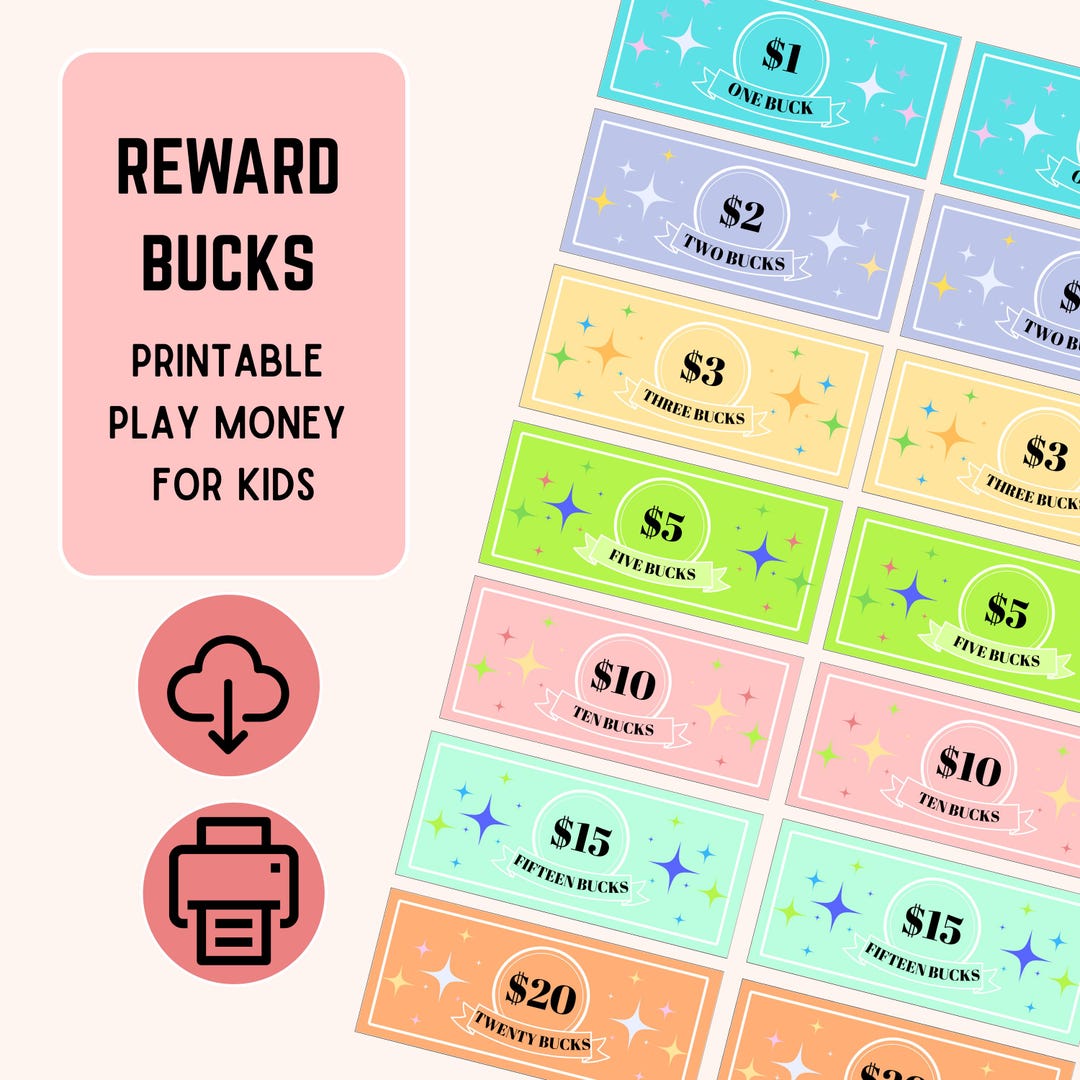 Printable Play Money for Kids, Educational Pretend Cash PDF, 1–20 ...