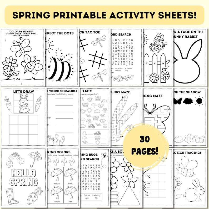 30 Spring Kids Activities, Camp Activity, Printable Activity Bundle ...