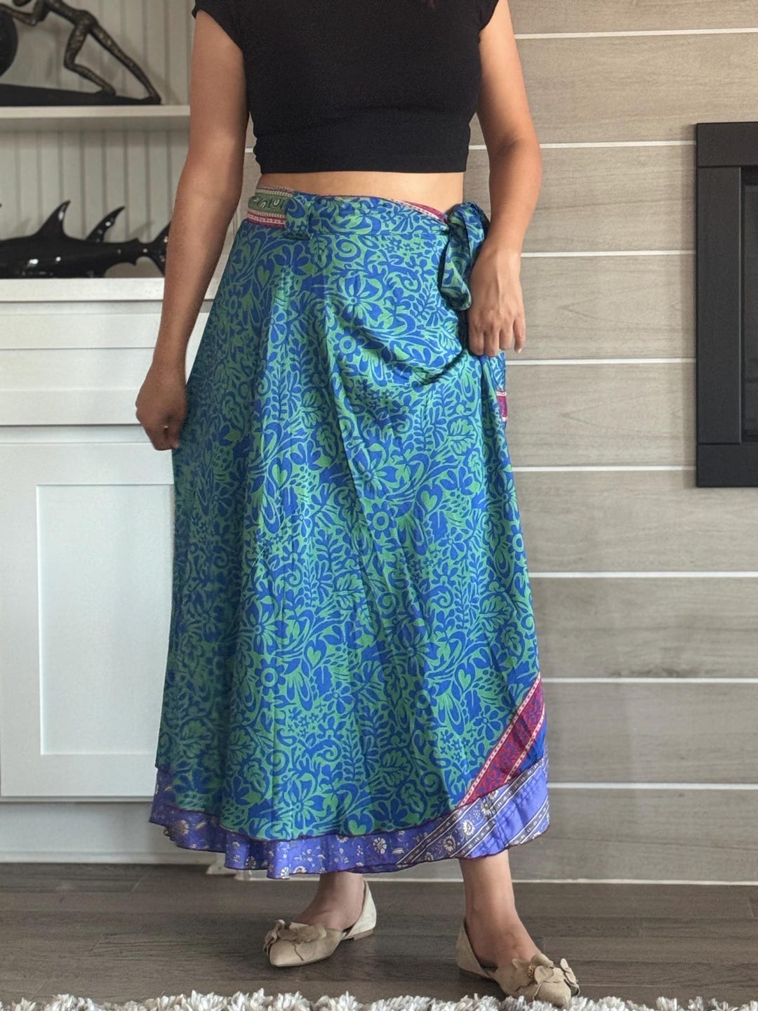 Boho Silk Wrap Skirt - Reversible Floaty Design - Etsy