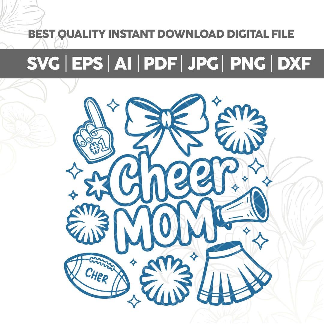 Cheer Mom Doodle Svg,cheer Mom Svg,cheer Shirt Design Svg,pom Pom Svg ...