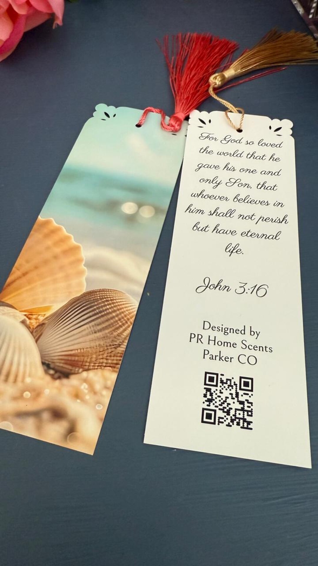 Shells on the Beach Bookmark Tassel Bookmark | Cardstock Bookmarks ...
