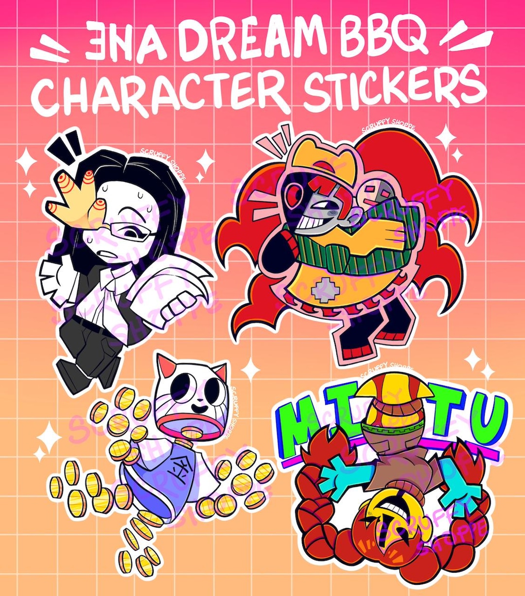 ENA Dream BBQ Character Stickers - Etsy