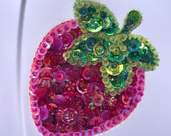 Sequin Strawberry Felt Ornament: Handmade Fruit Decor - Etsy
