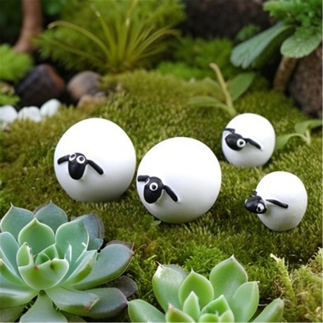 4pcs Cute Miniature Sheep, Tiny Sheep Fairy House Decor, Fairy Garden ...