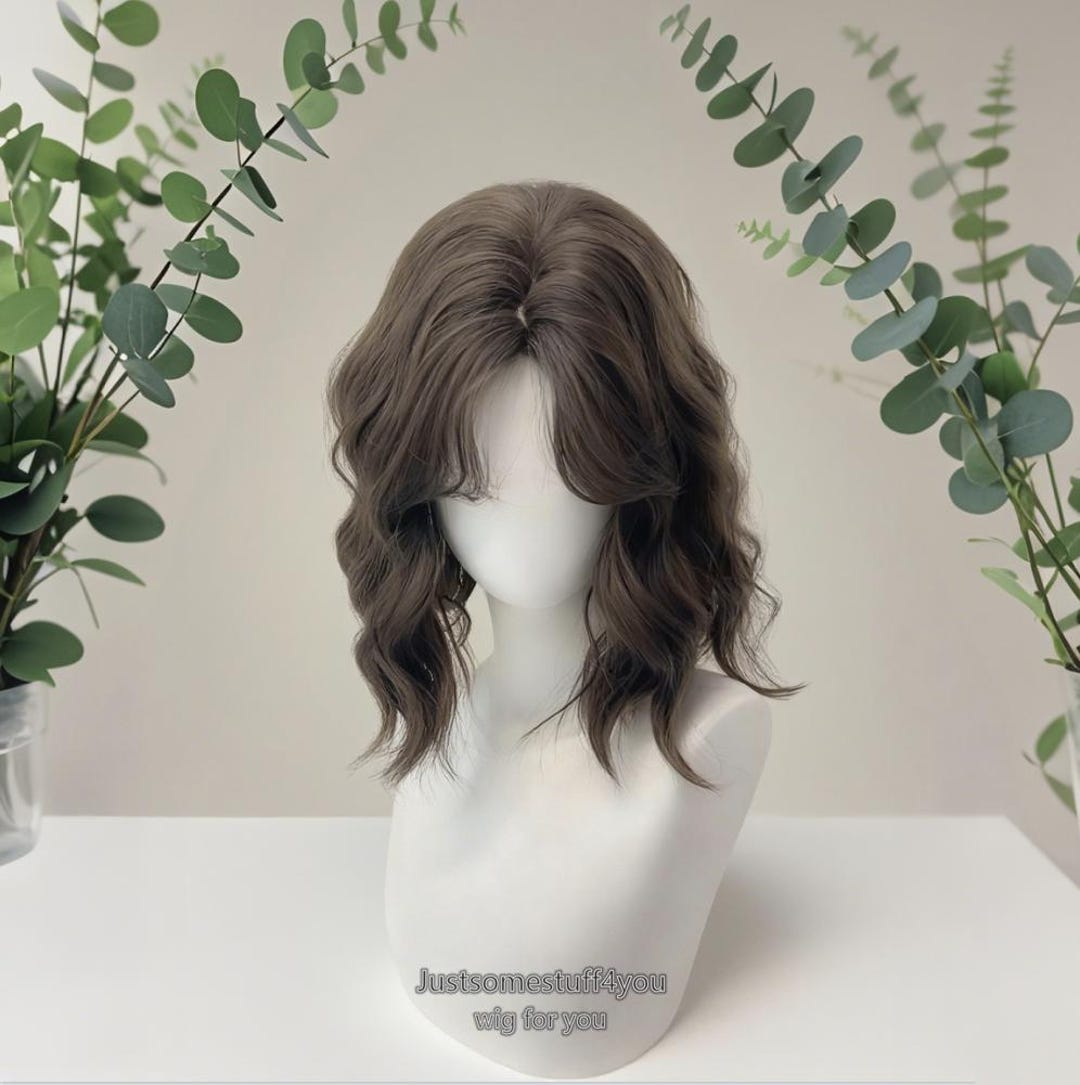 Dark Brown Short Curly Wig With Bangs, Brown Short Wigs for Party ...