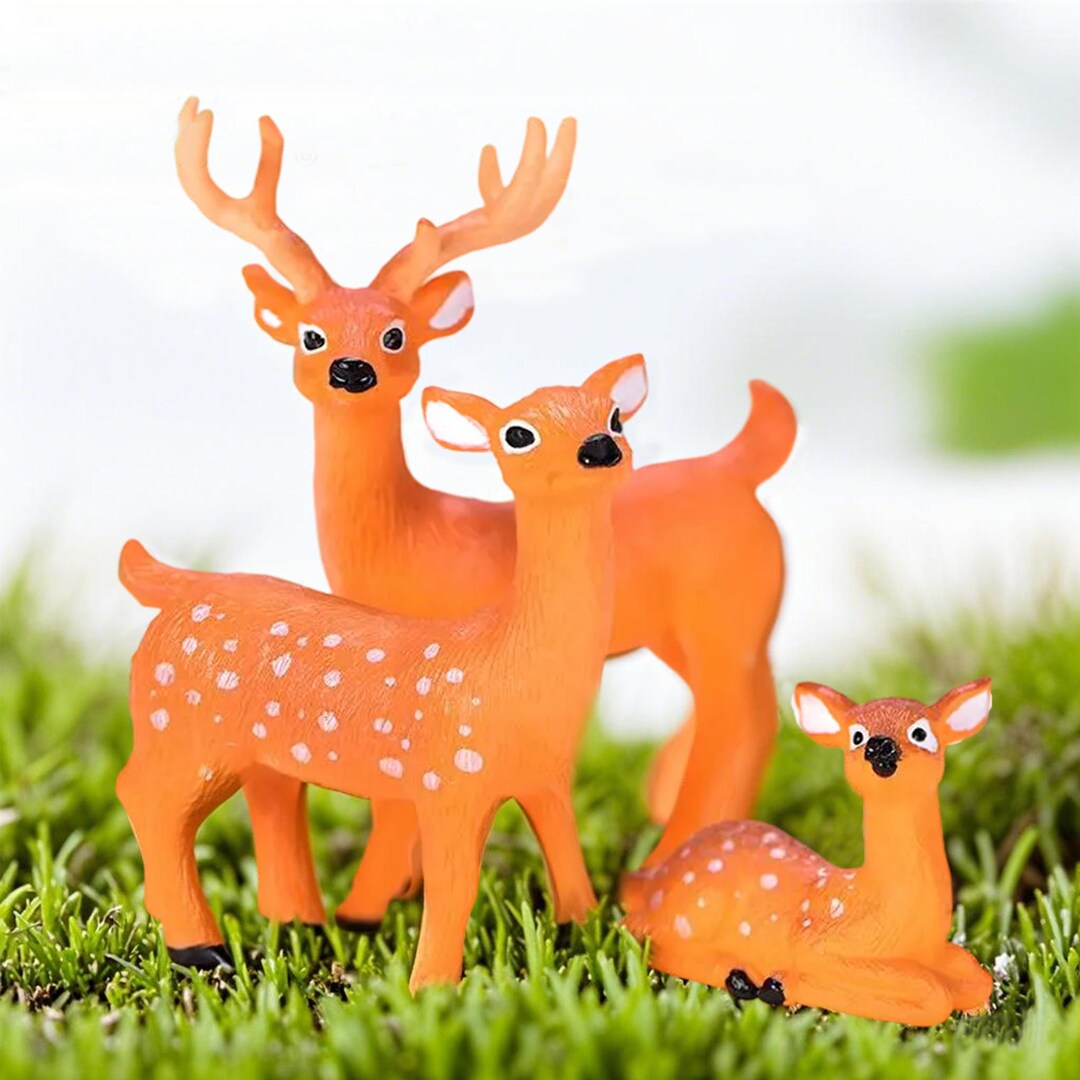 3pcs Deer Ornaments, Miniature Garden Animals, Mini Accessories for ...