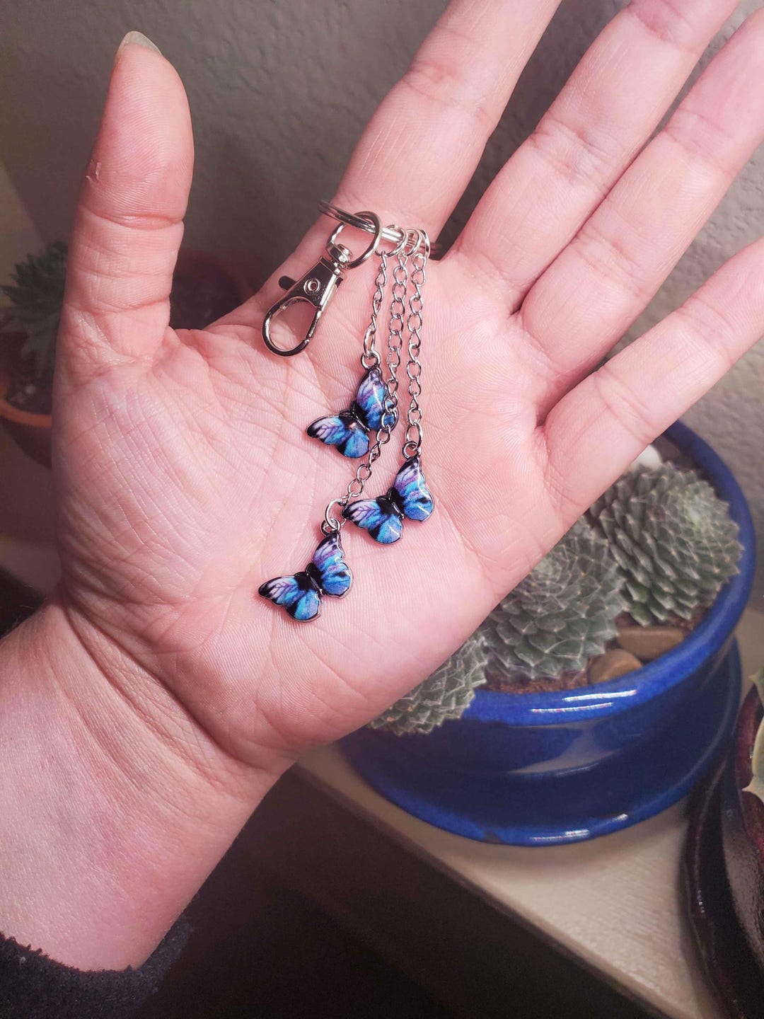 Blue and Purple Butterfly Keychain - Etsy