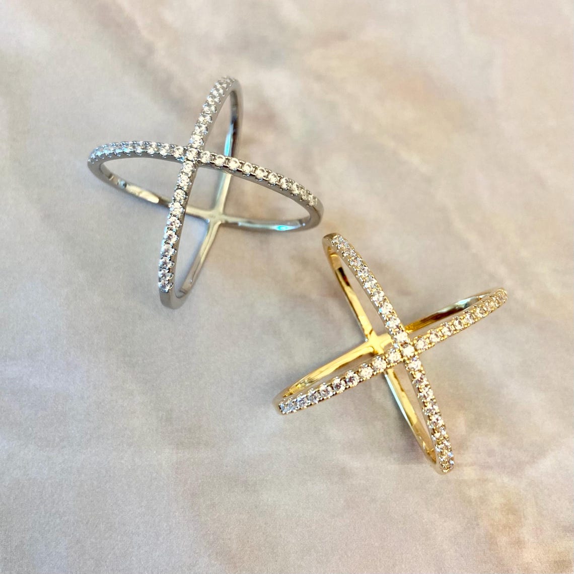 Gold/silver X Shape Scarf Buckle Ring: Simulated Diamond Accents - Etsy