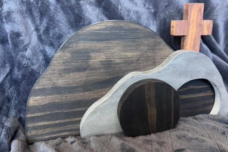 Wooden Resurrection Set – Empty Tomb With Rolled Away Stone – Christian ...