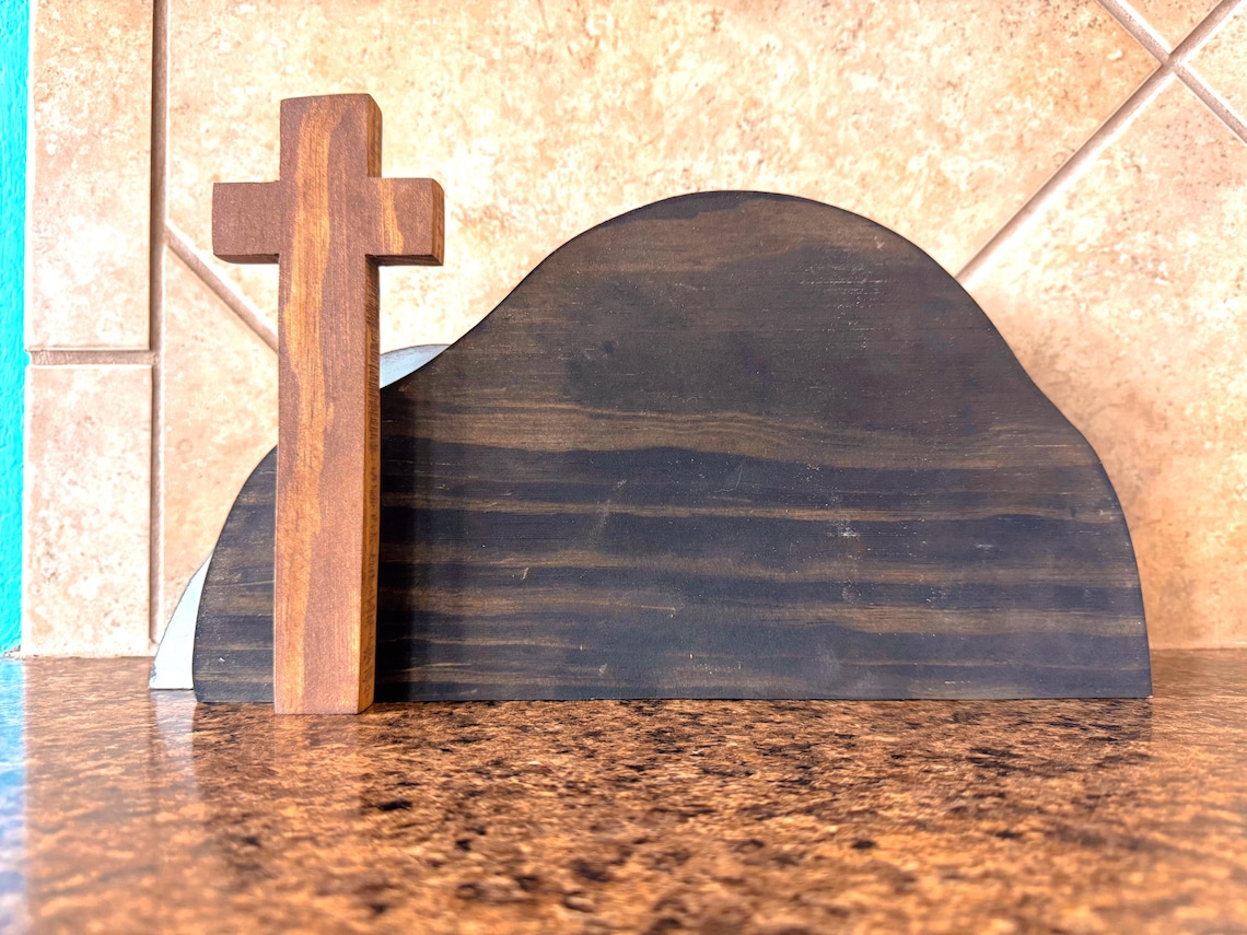 Wooden Resurrection Set – Empty Tomb With Rolled Away Stone – Christian ...