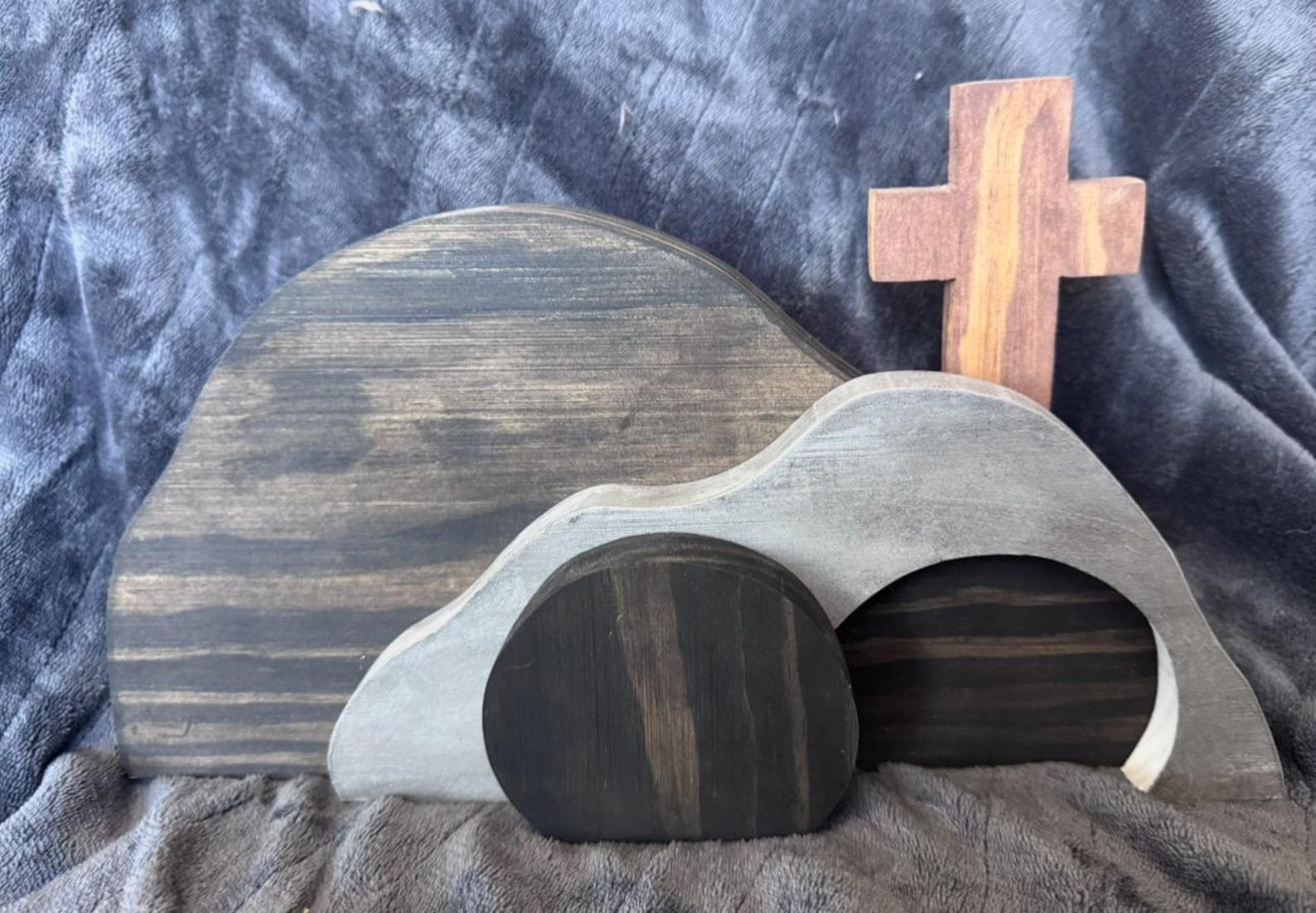 Wooden Resurrection Set – Empty Tomb With Rolled Away Stone – Christian ...