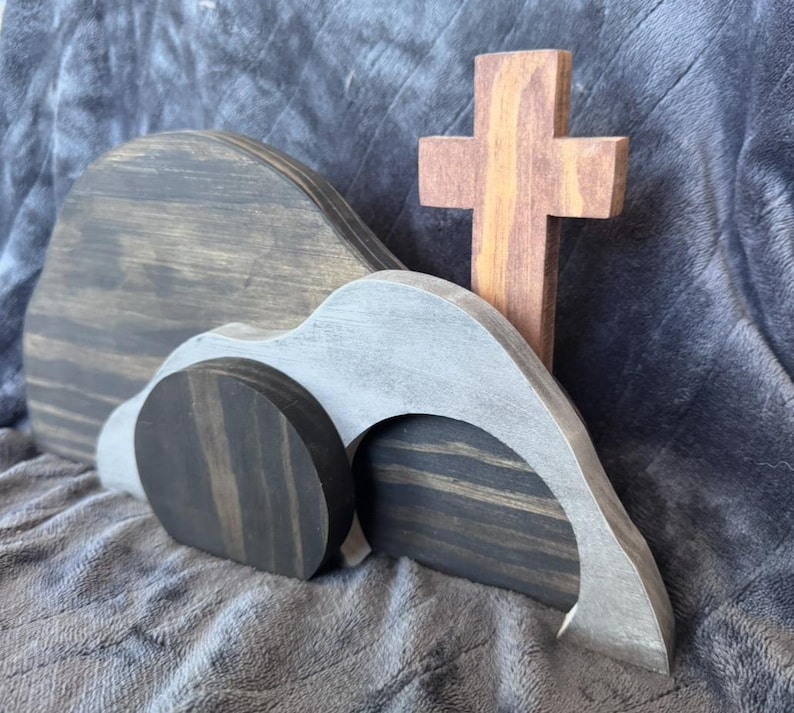 Wooden Resurrection Set – Empty Tomb With Rolled Away Stone – Christian ...