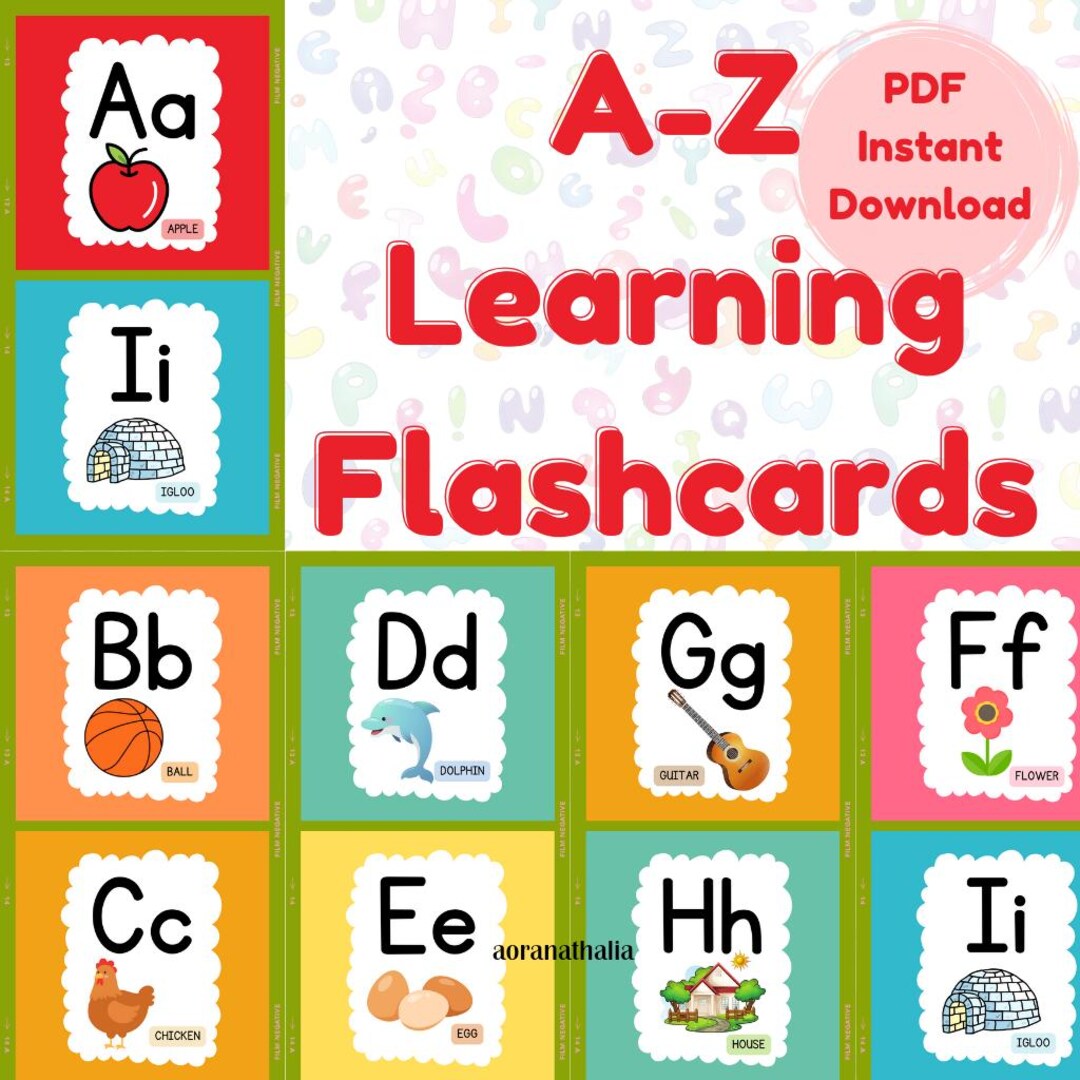 A-Z Learning Flashcard | Educational Printable | Digital Download - Etsy