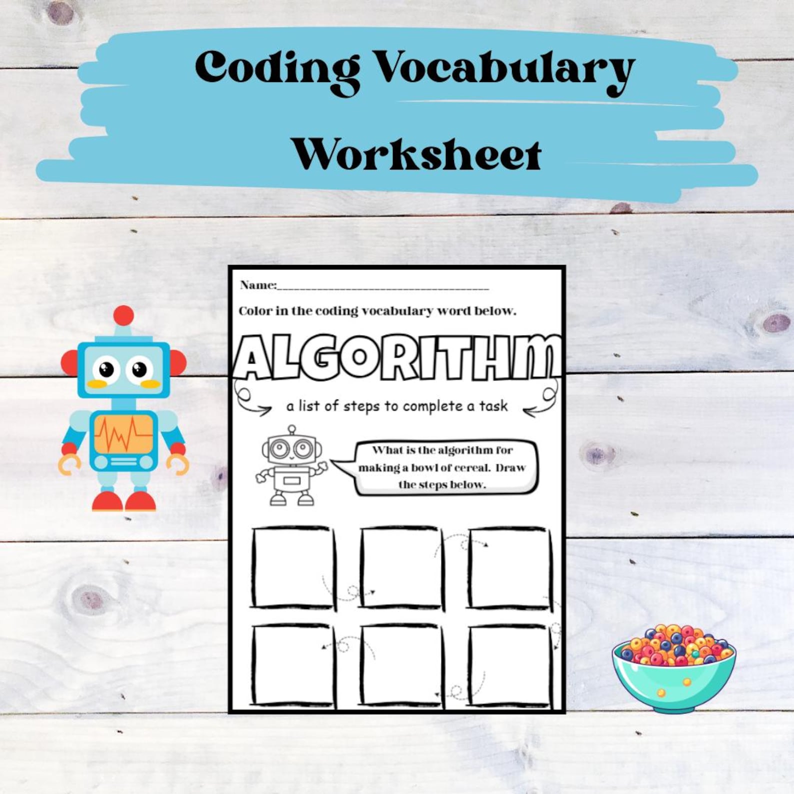 Coding Vocabulary Worksheet- Algorithm - Etsy