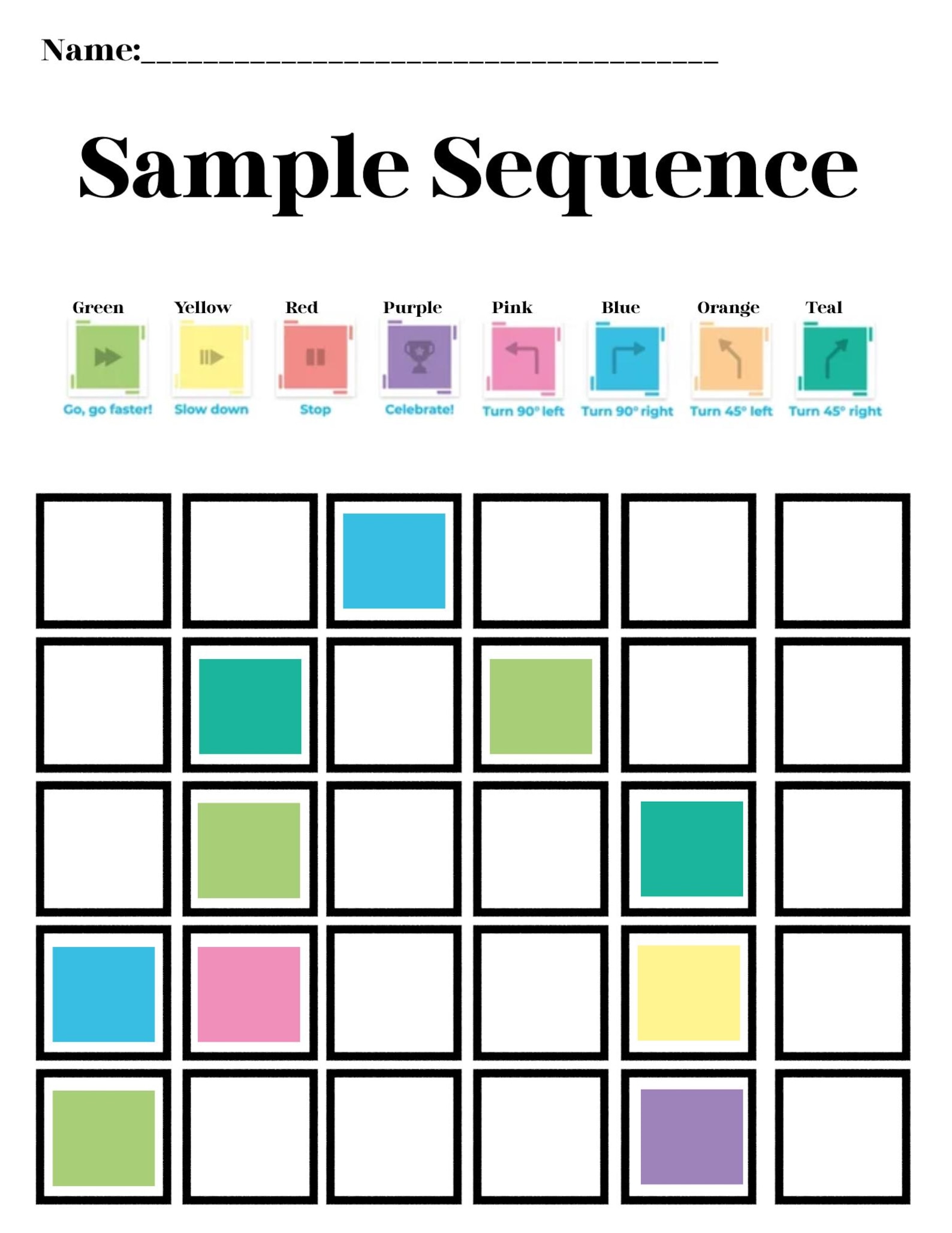 Sphero Indi Bot Sequence Challenge Planning Sheet - Etsy