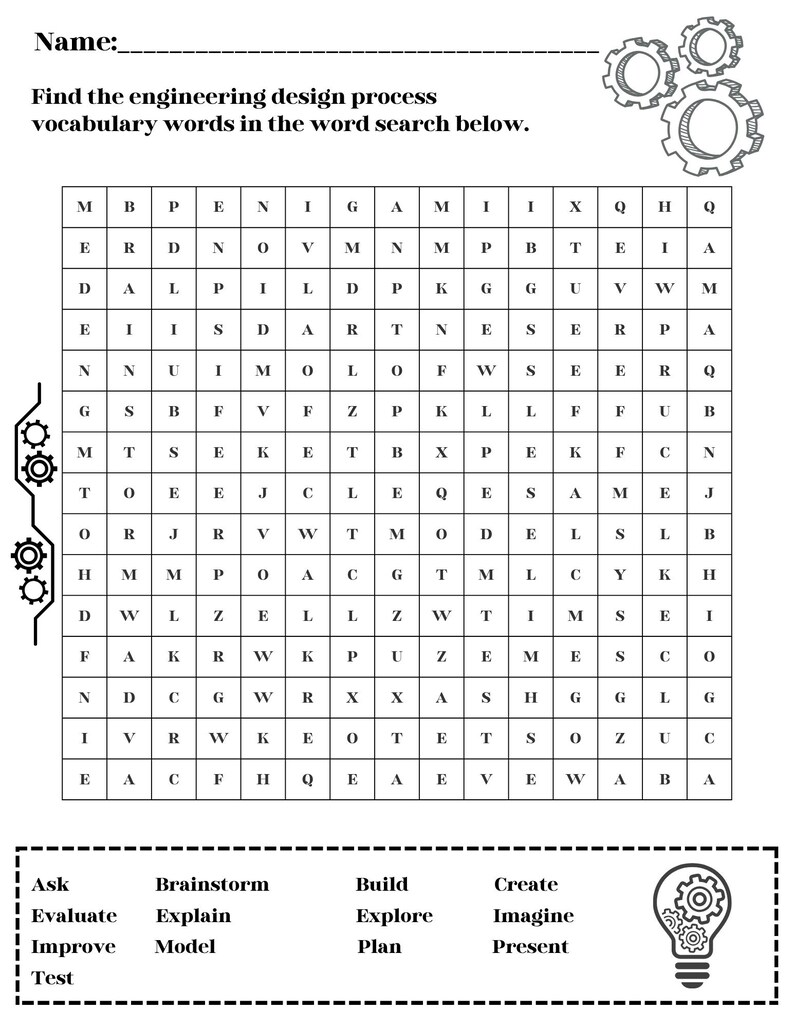 Engineering Design Process Word Search - Etsy