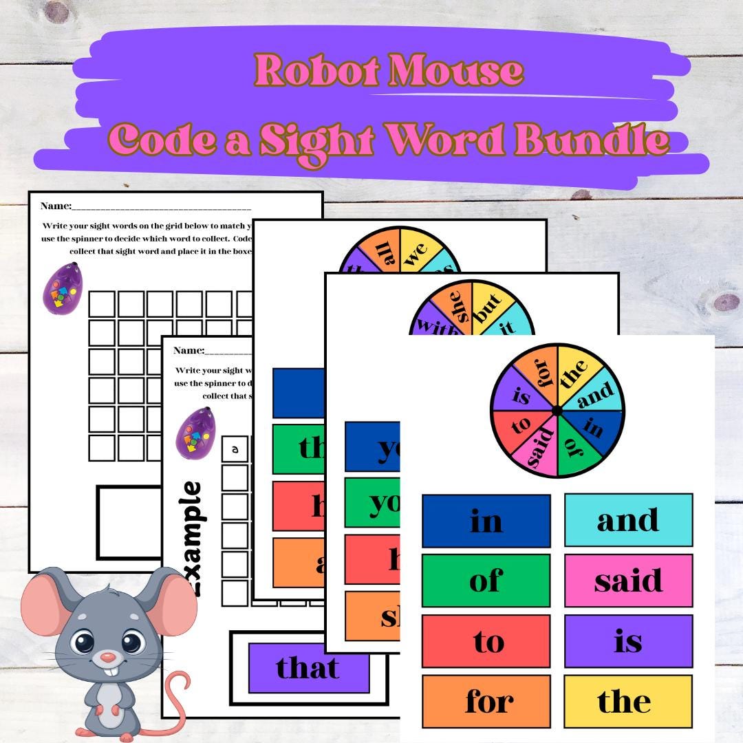 Learning Resources Robot Mouse Code a Sight Word Planning Sheet Bundle ...
