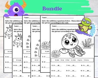 Addition Practice for Sums to 20 Color by Number - Etsy