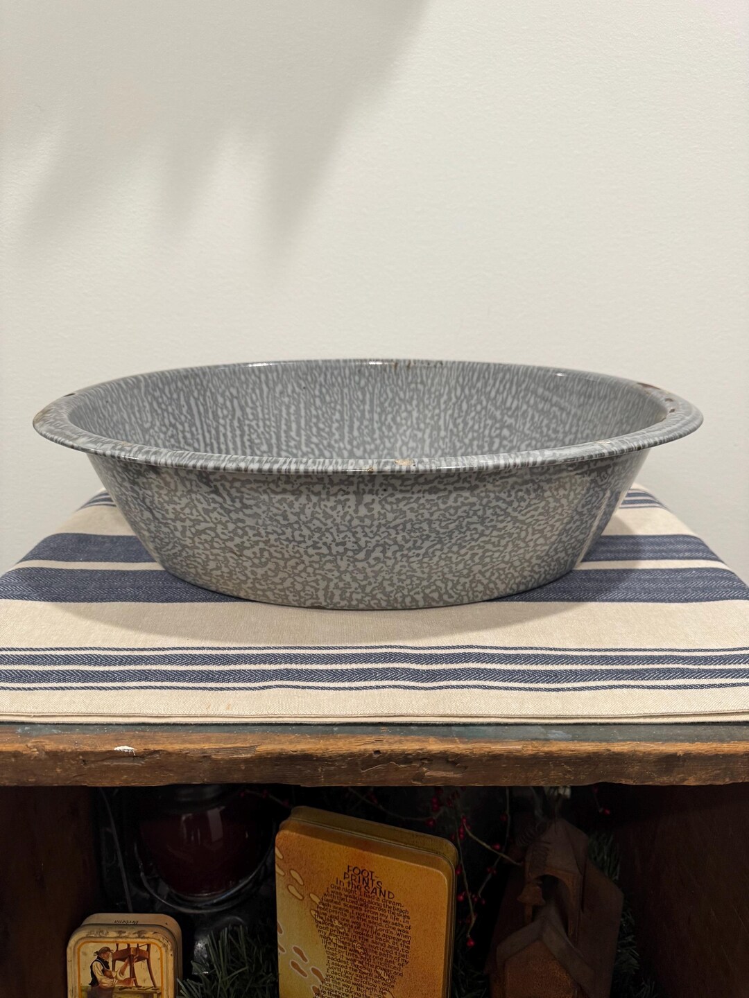 Vintage Graniteware Grey Speckled Oval Basin 17” - Etsy