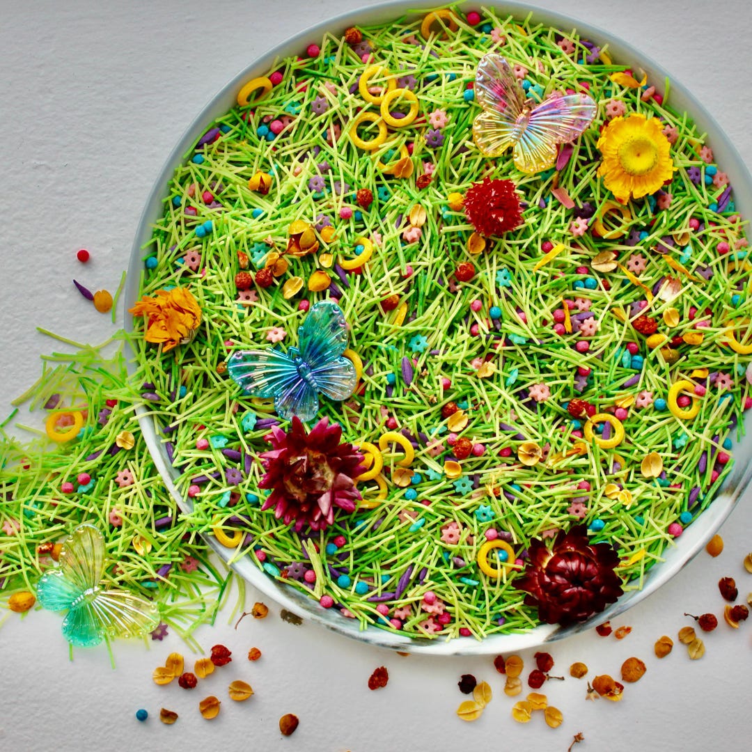 Spring Sensory Bin Filler, Flower Garden Sensory Bin, Grass Sensory Bin ...