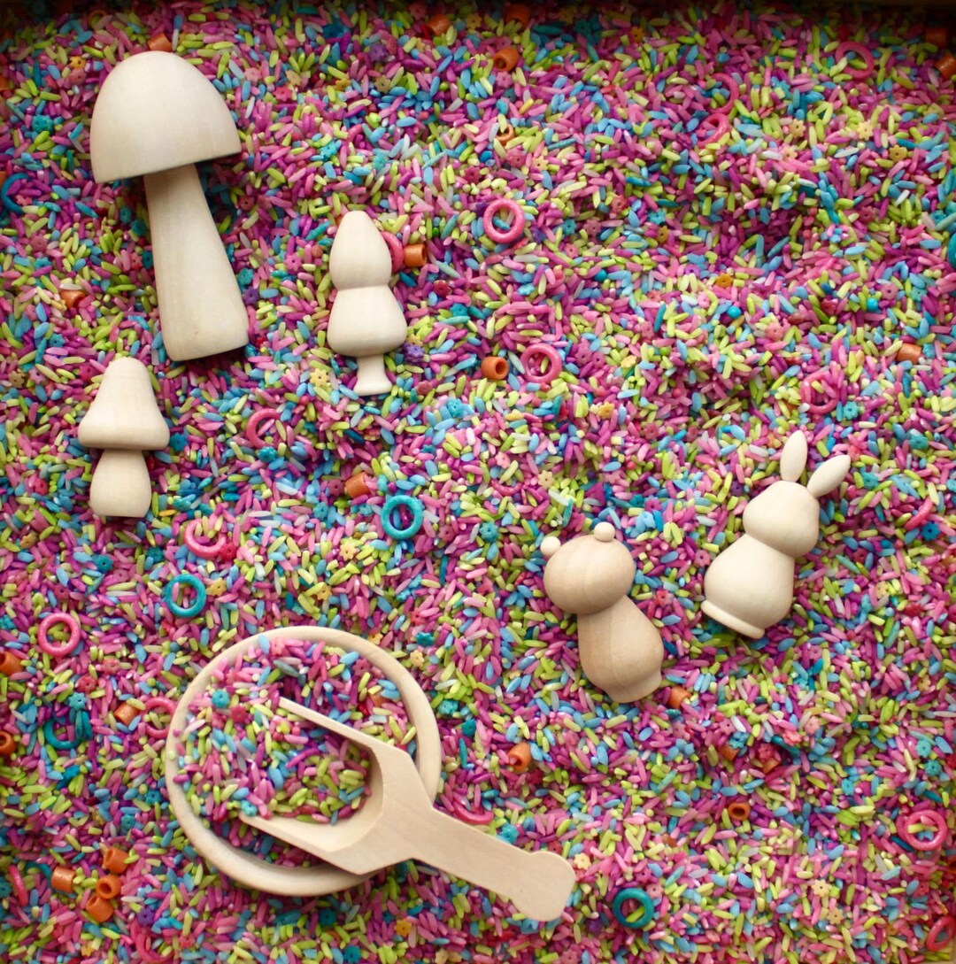 Bright Rainbow Sensory Rice Mix, Sensory Bin Filler for Kids Play ...