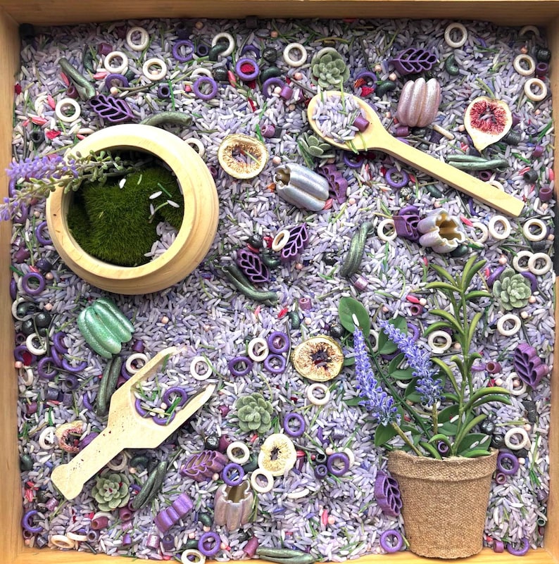 Lavender Succulent Sensory Bin Kit – Calming Play Filler, Educational ...