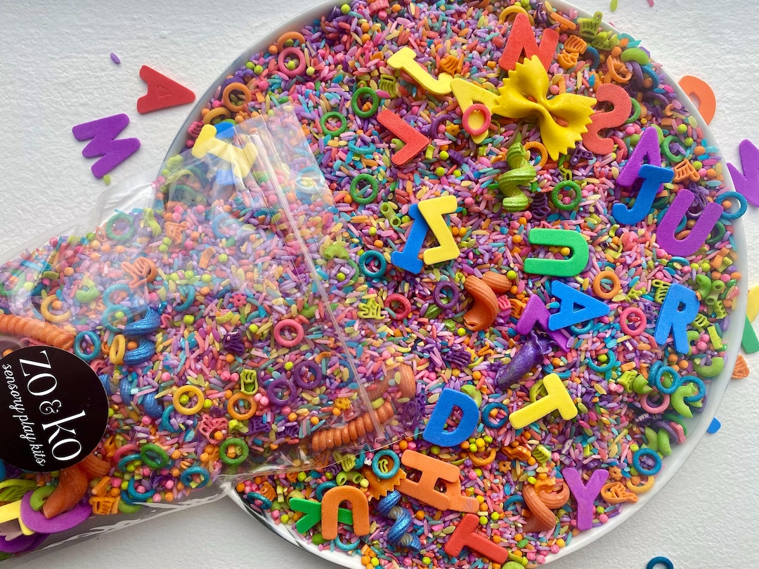 Alphabet Soup Sensory Bin, Alphabet Sensory Play, Rainbow Sensory Bin ...