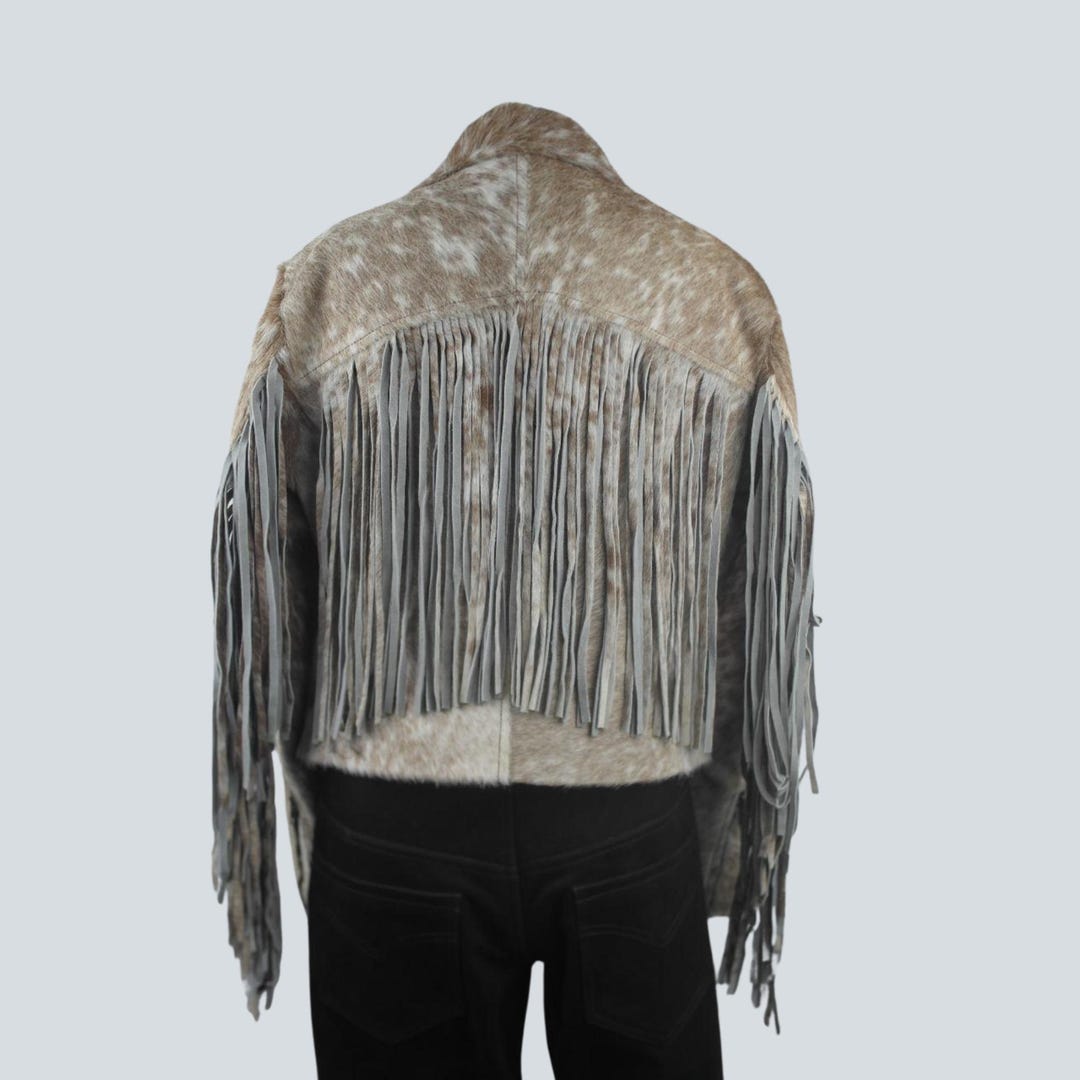 Real Cow Skin Custom Tailored Cowhide Hair-on Fringed Jacket Handmade ...