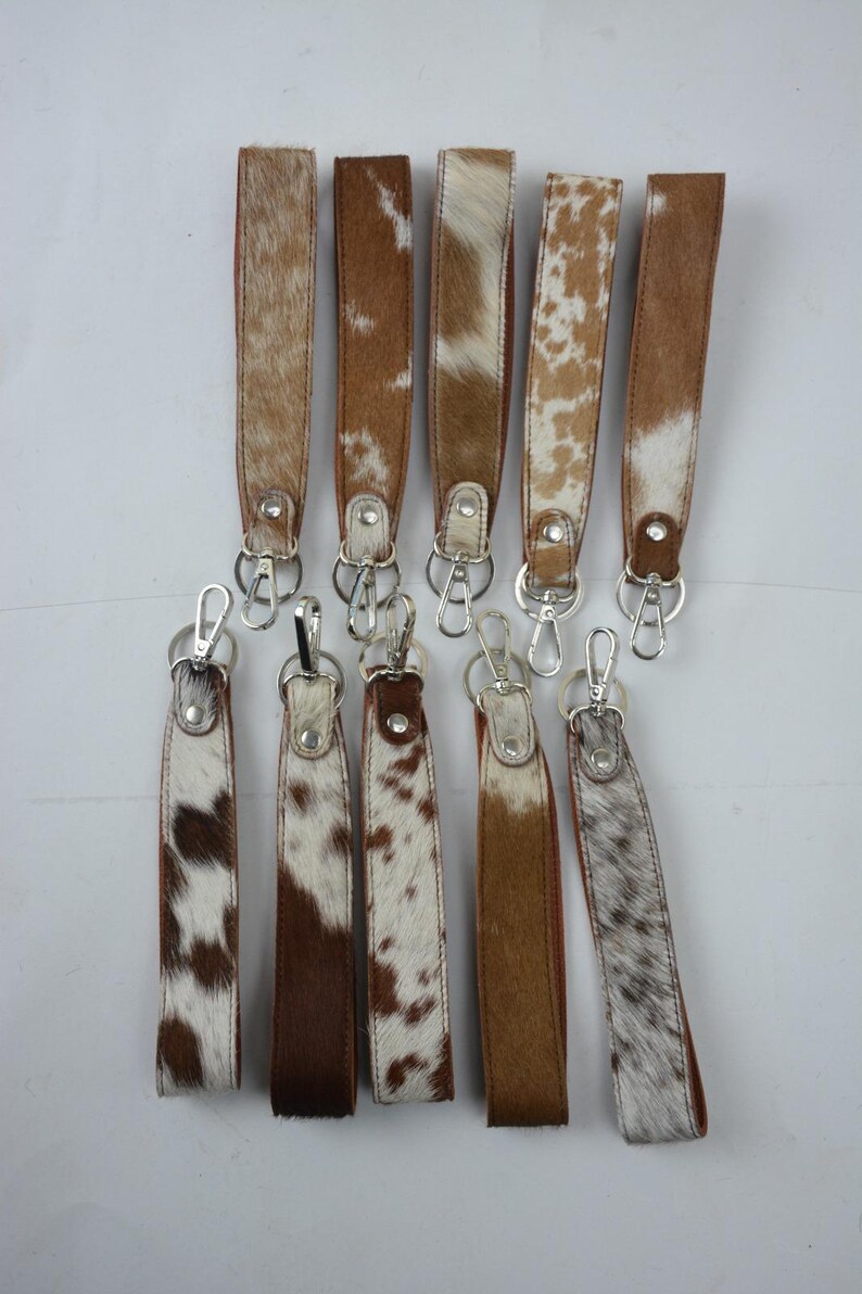 Cowhide Hair-on-hide Keychain – Genuine Cowhide Leather Key Ring ...