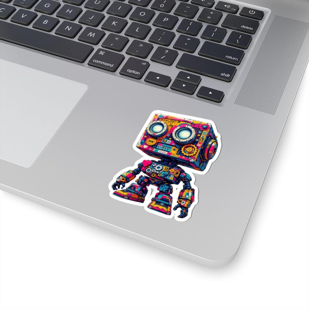 Colorful Robot Sticker | Cute Kiss-cut Laptop Decal | Fun Gift for Kids ...