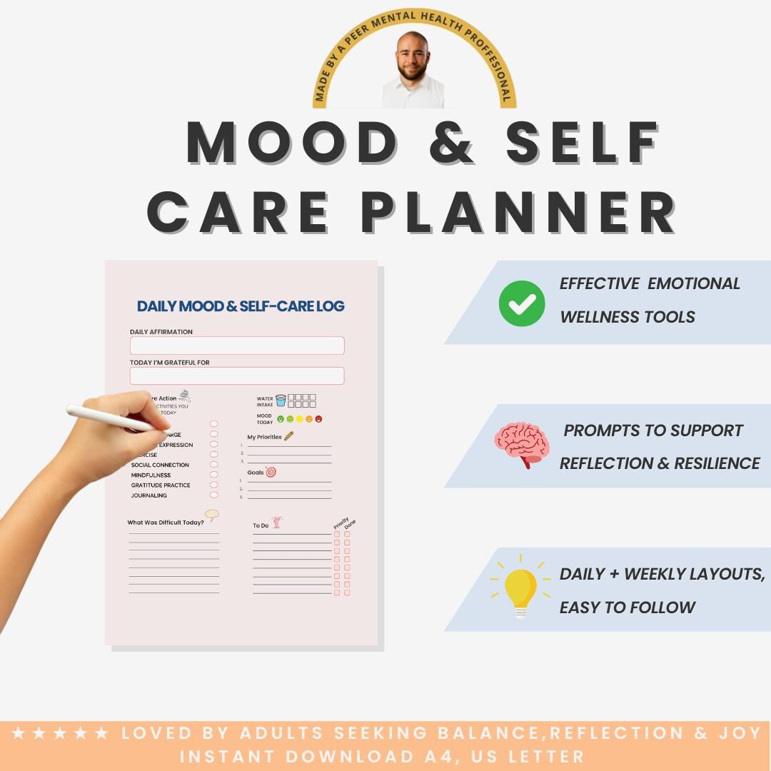Mood & Self-care Tracker Workbook, Emotional Wellness Planner (digital ...