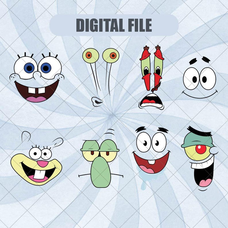 Svg Sponge Face Png Instant Download File - Etsy México