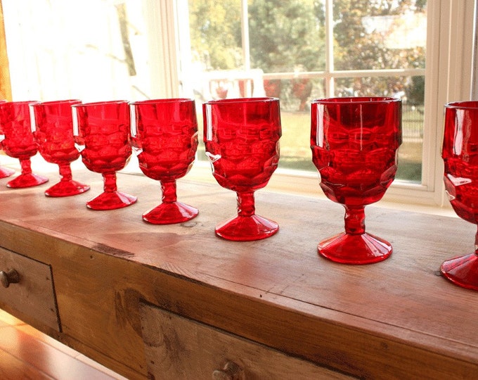 Vintage Ruby Red Goblets Dozen EXCELLENT - Etsy