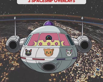 Vtuber Animated Background and Overlays | Spaceships & Stars Theme ...