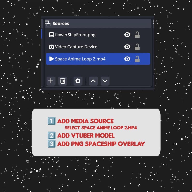 Vtuber Animated Background and Overlays | Spaceships & Stars Theme ...
