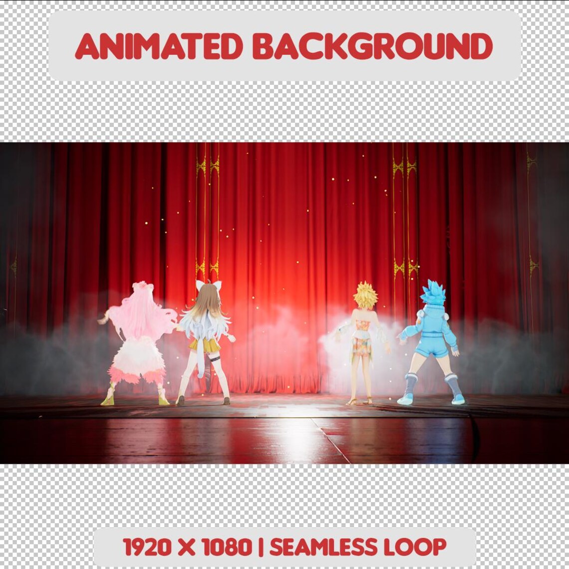 Vtuber Animated Background and Overlays | Animated Dancers Set A and ...