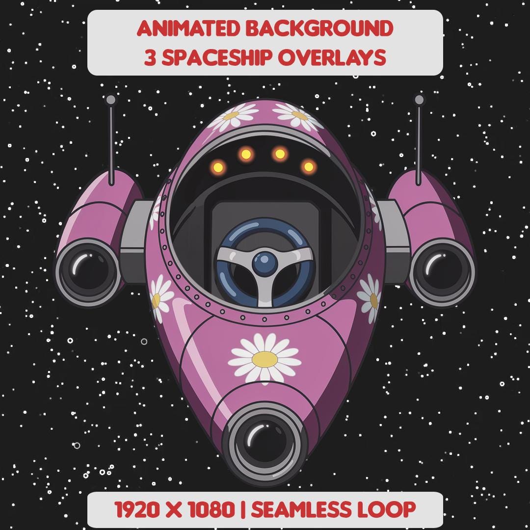 Vtuber Animated Background and Overlays | Spaceships & Stars Theme ...