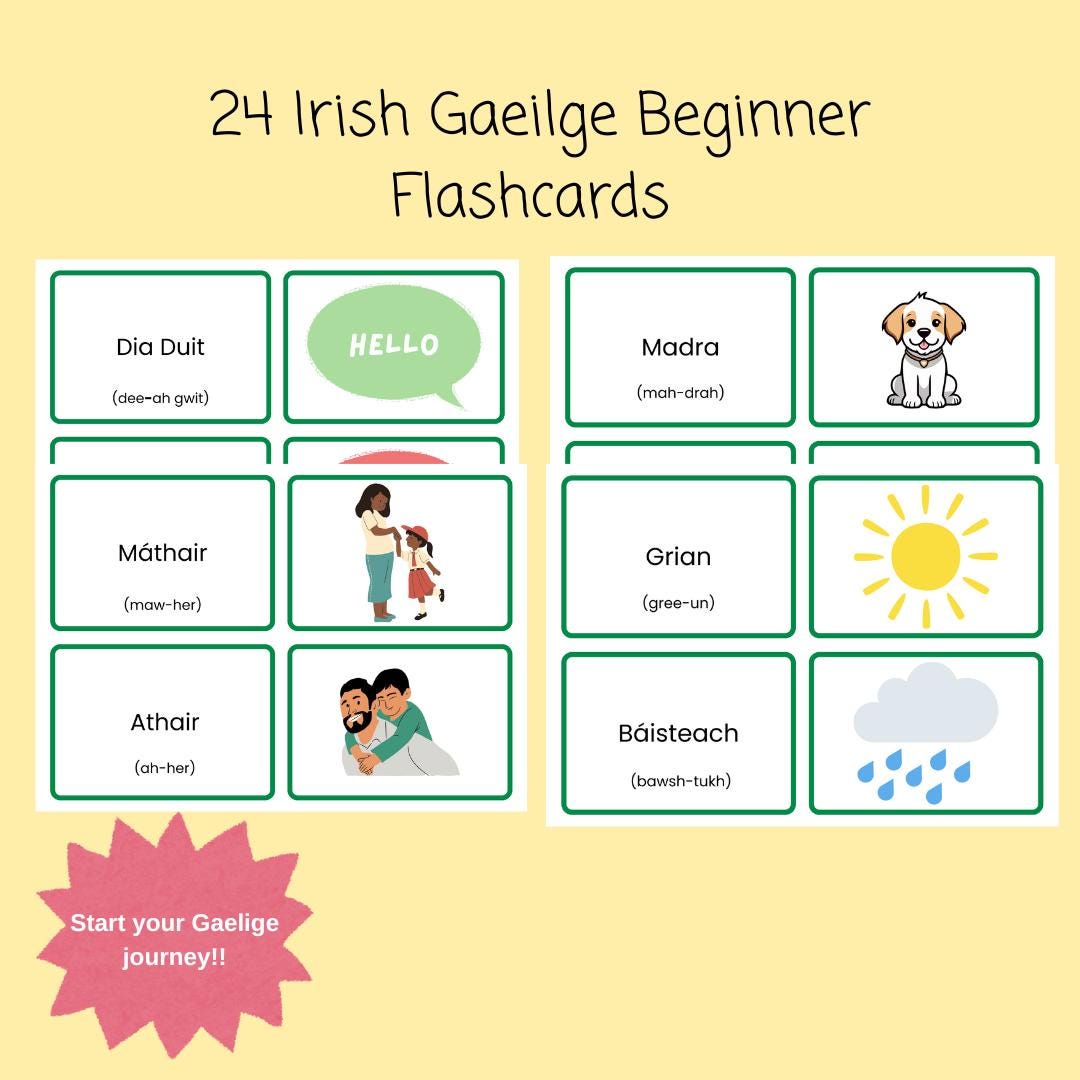 Irish Gaelige Flashcards- for Beginners - Etsy