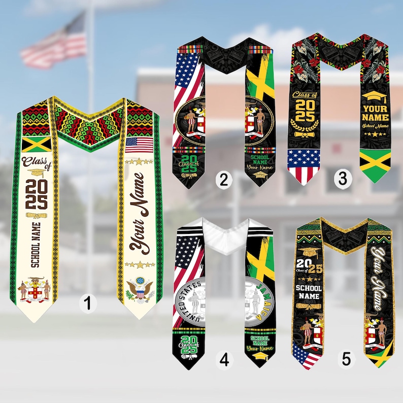 Personalized Jamaican American Flag Graduation Sash Class of 2025 ...