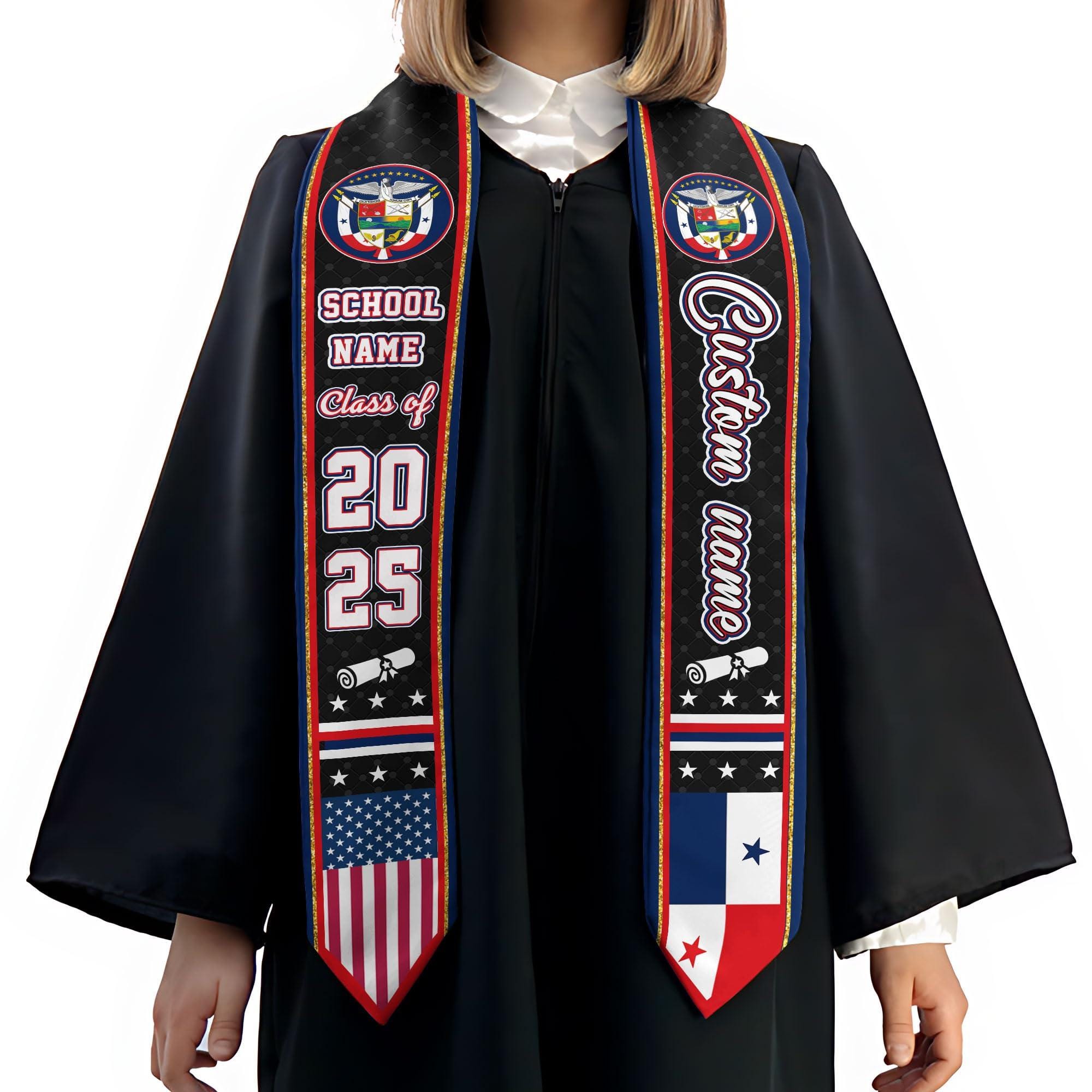 Personalized Panama Graduation Stole, Custom Panamanian American Class ...